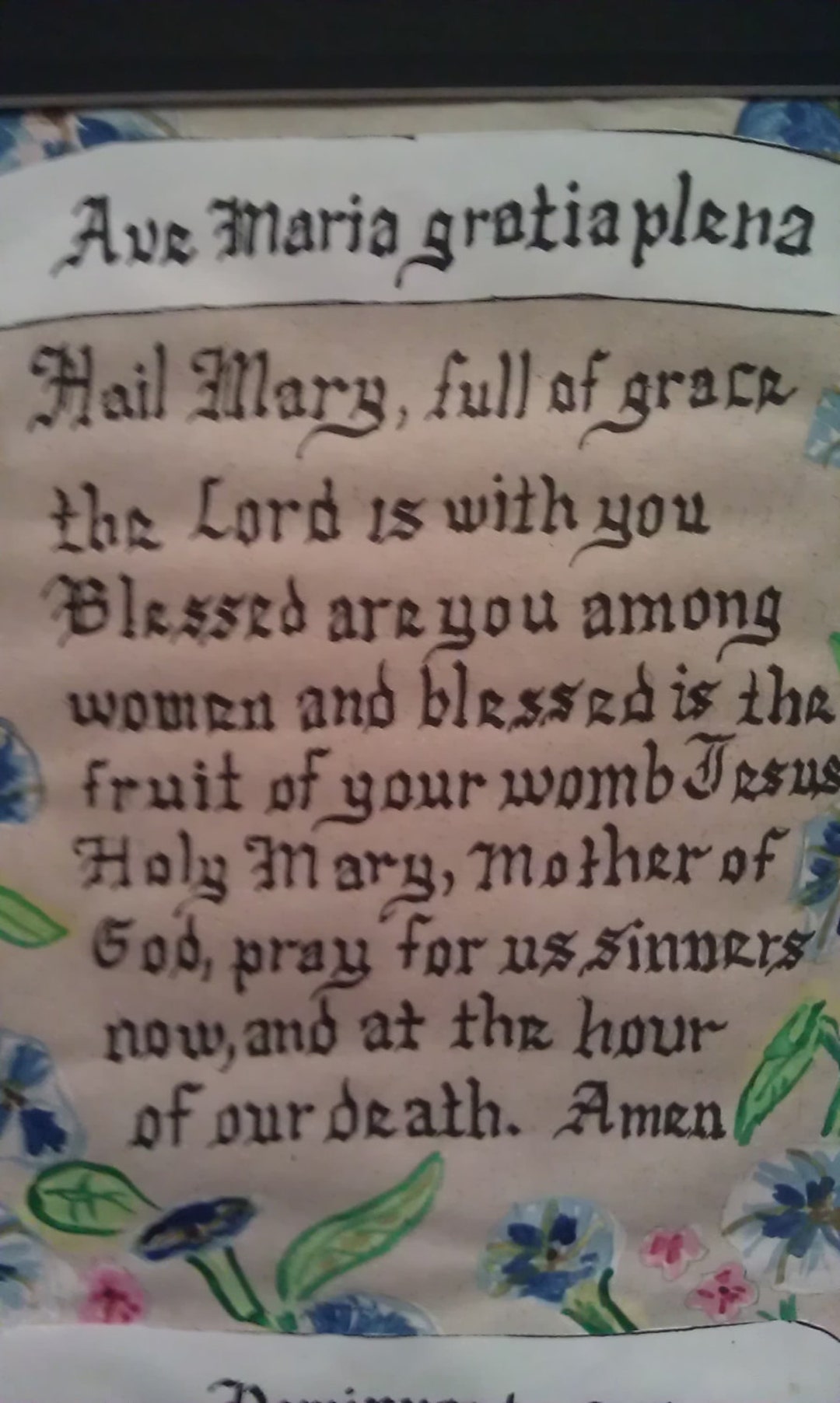 The hail Mary With Flowers and a Banner - Etsy