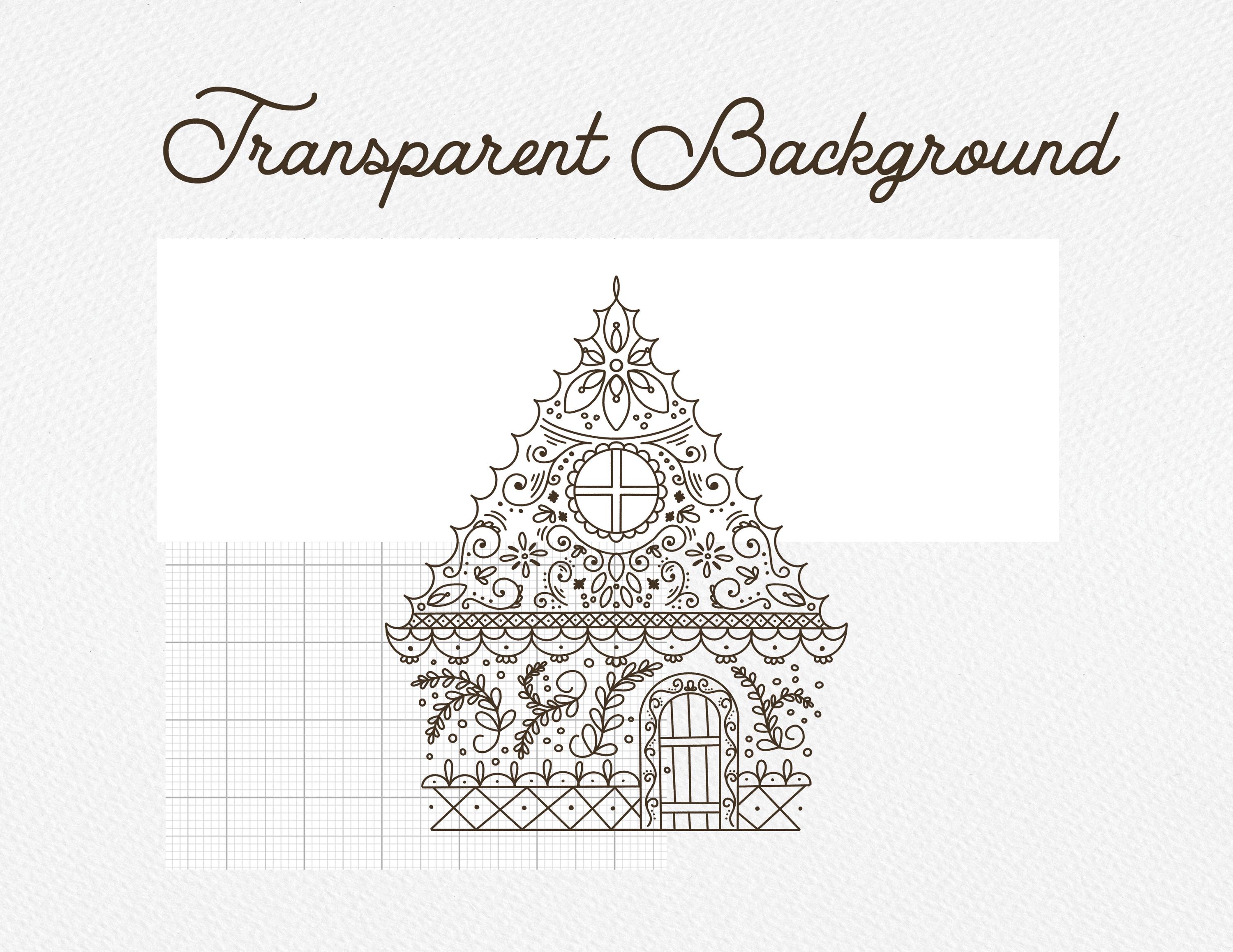 Gingerbread Clip Art, Christmas Line Art Holiday Gingerbread House Line ...