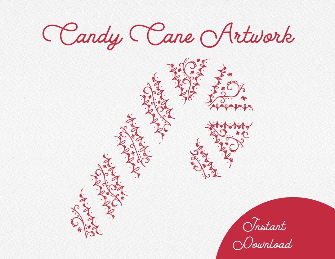 Candy Cane Clip Art, Christmas Line Art Holiday Candy Cane Line Art ...