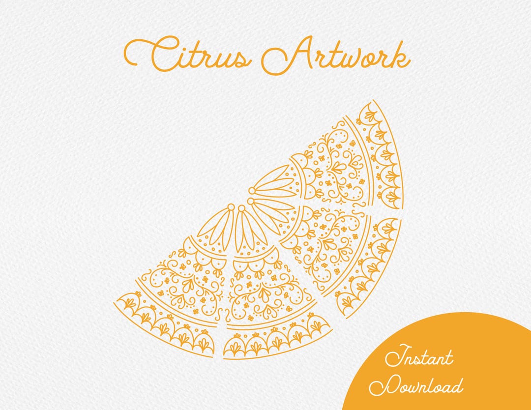 Citrus Clip Art, Christmas Line Art Holiday Citrus Line Art, Orange ...