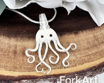 Fork Octopus Silver Pendant Silversmith Sculptures Welded Vintage Fork ...