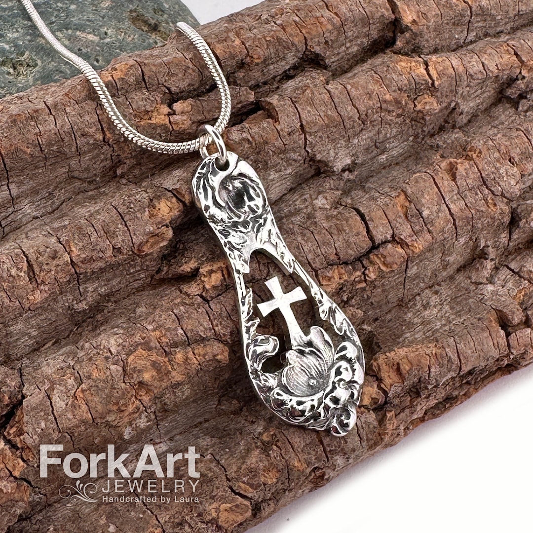 Cross Sterling Silver Spoon Handle Pendant - Etsy