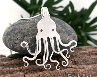 Fork Octopus Silver Pendant Silversmith Sculptures Welded Vintage Fork ...