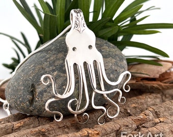 Fork Octopus Silver Pendant Silversmith Sculptures Welded Vintage Fork ...