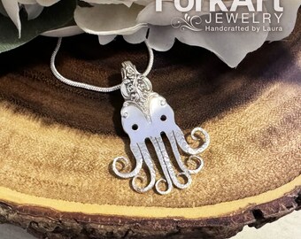 Fork Octopus Silver Pendant Silversmith Sculptures Welded Vintage Fork ...