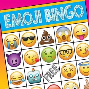 EMOJI Printable Bingo Cards - 8.5" X 11" - 10 Different Cards - Etsy