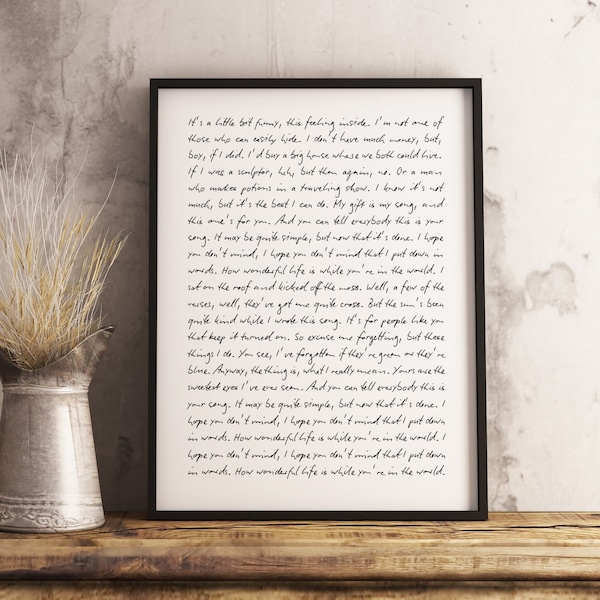 Handwritten Lyrics Print - Etsy