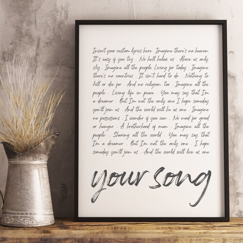 Custom Song Lyrics Print Your Song Lyrics Printed Lyrics - Etsy