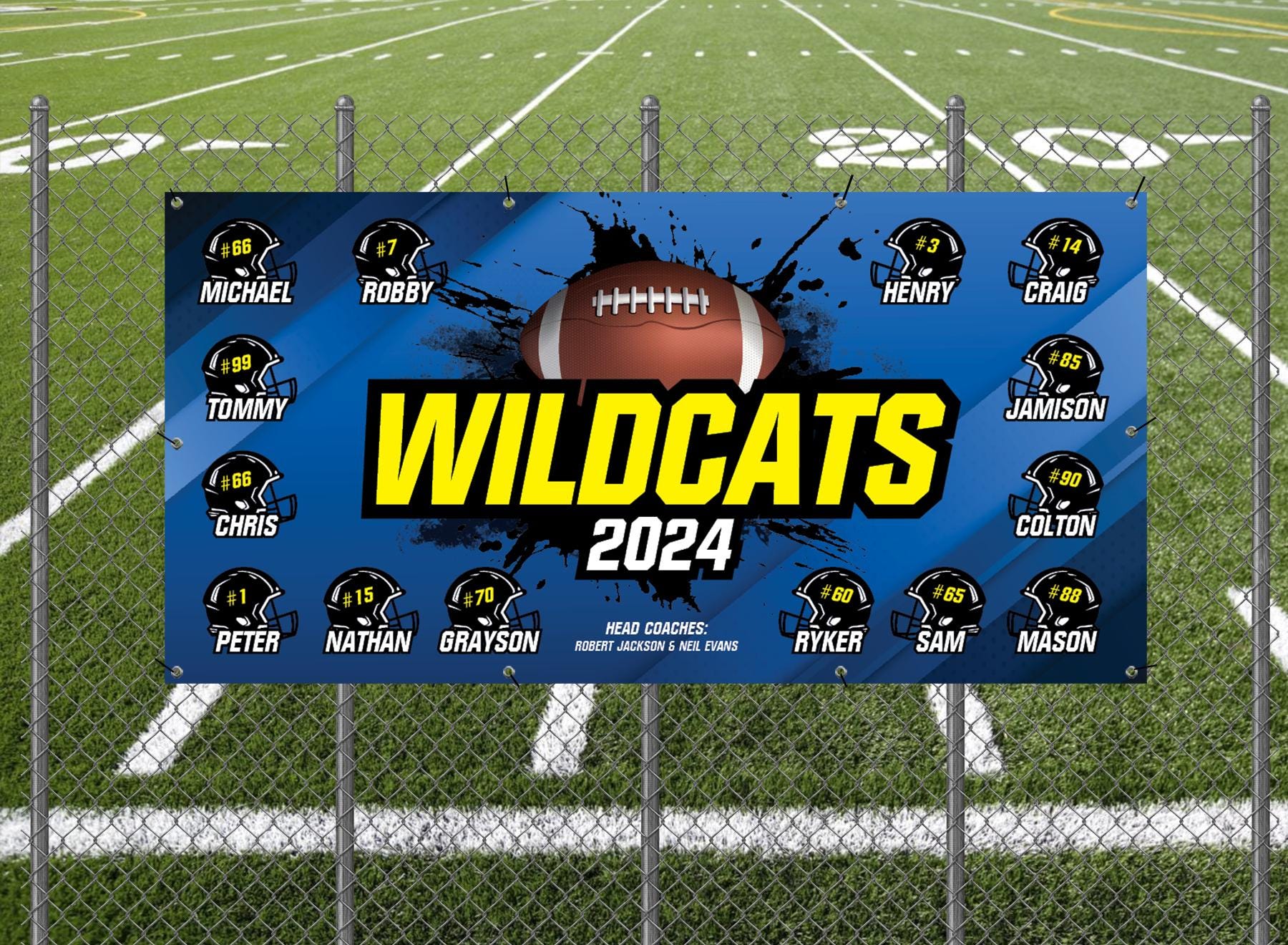 Football Team Banner - Custom Football Banner, Printed, Grommets ...