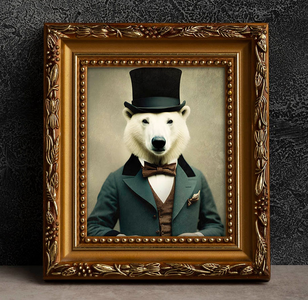 Polar Bear Victorian Portrait - Vintage Style Animal Art, Old ...