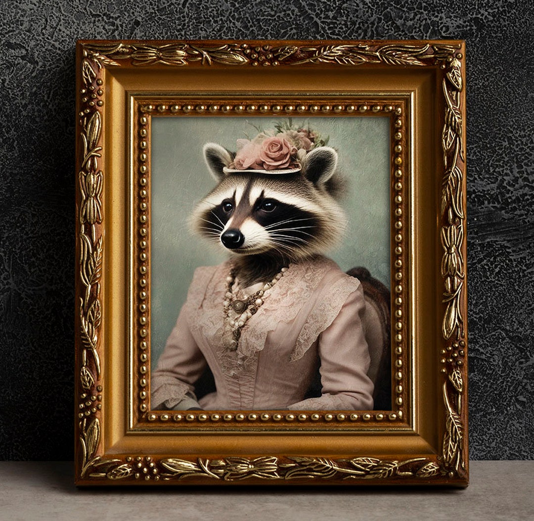 Raccoon Victorian Portrait - Vintage Style Animal Art, Old Photograph ...