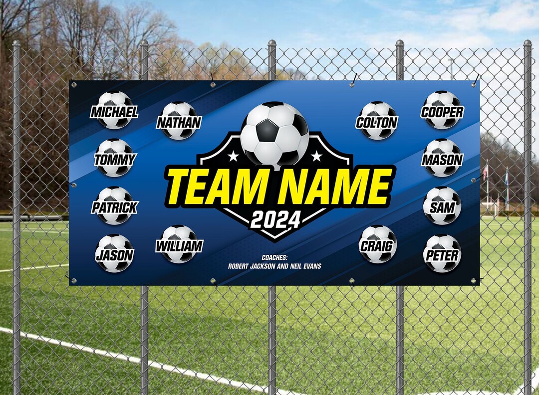 Soccer Team Banner Custom Soccer Banner, Printed, Grommets, Soccer Team ...
