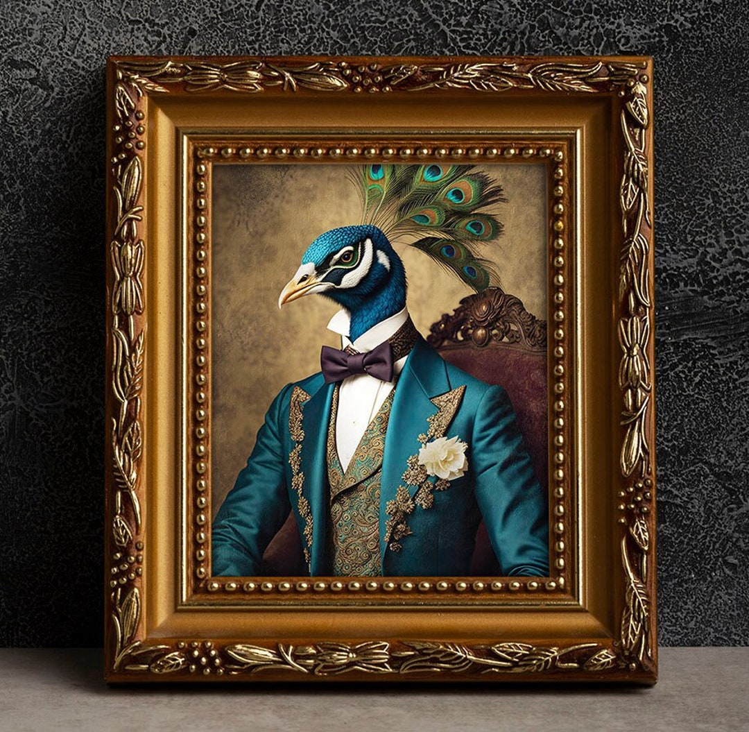 Fabulous Peacock Victorian Portrait - Vintage Style Animal Art, Old ...