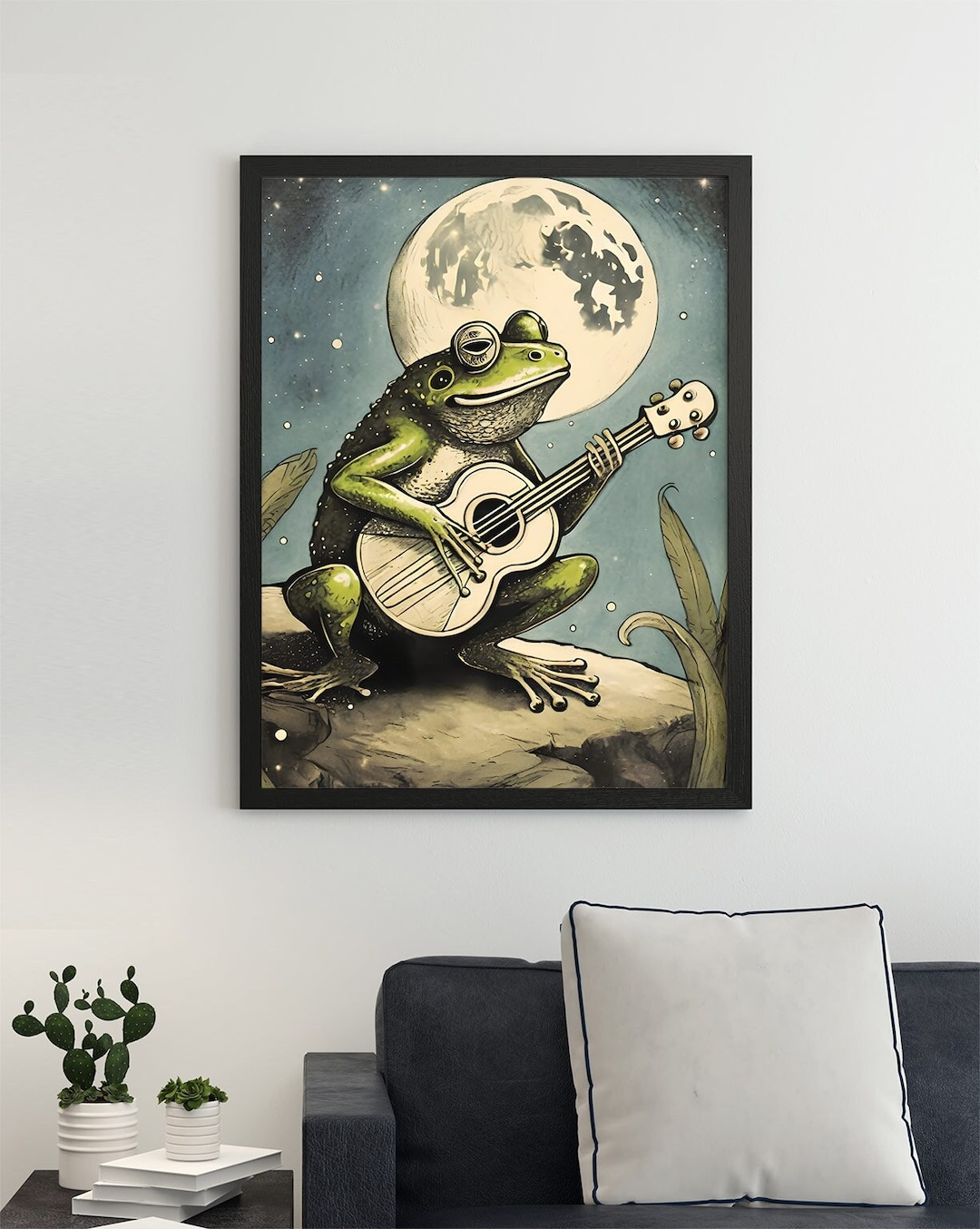 A Toad Playing Guitar in the Moonlight - Printed Poster or Canvas Wrap ...