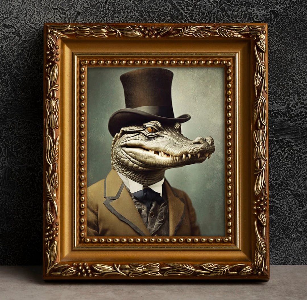 Alligator Victorian Portrait - Vintage Style Animal Art, Old Photograph ...