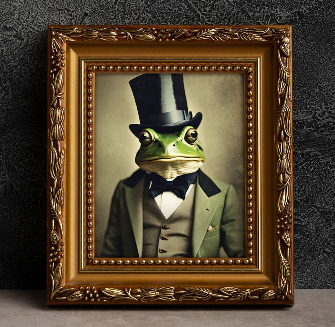 Frog Victorian Portrait - Vintage Style Animal Art, Old Photograph ...