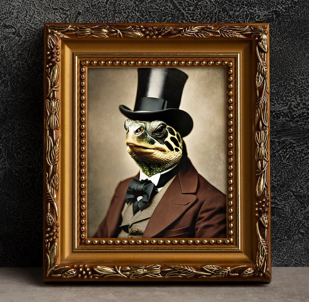 Turtle Victorian Portrait - Vintage Style Animal Art, Old Photograph ...