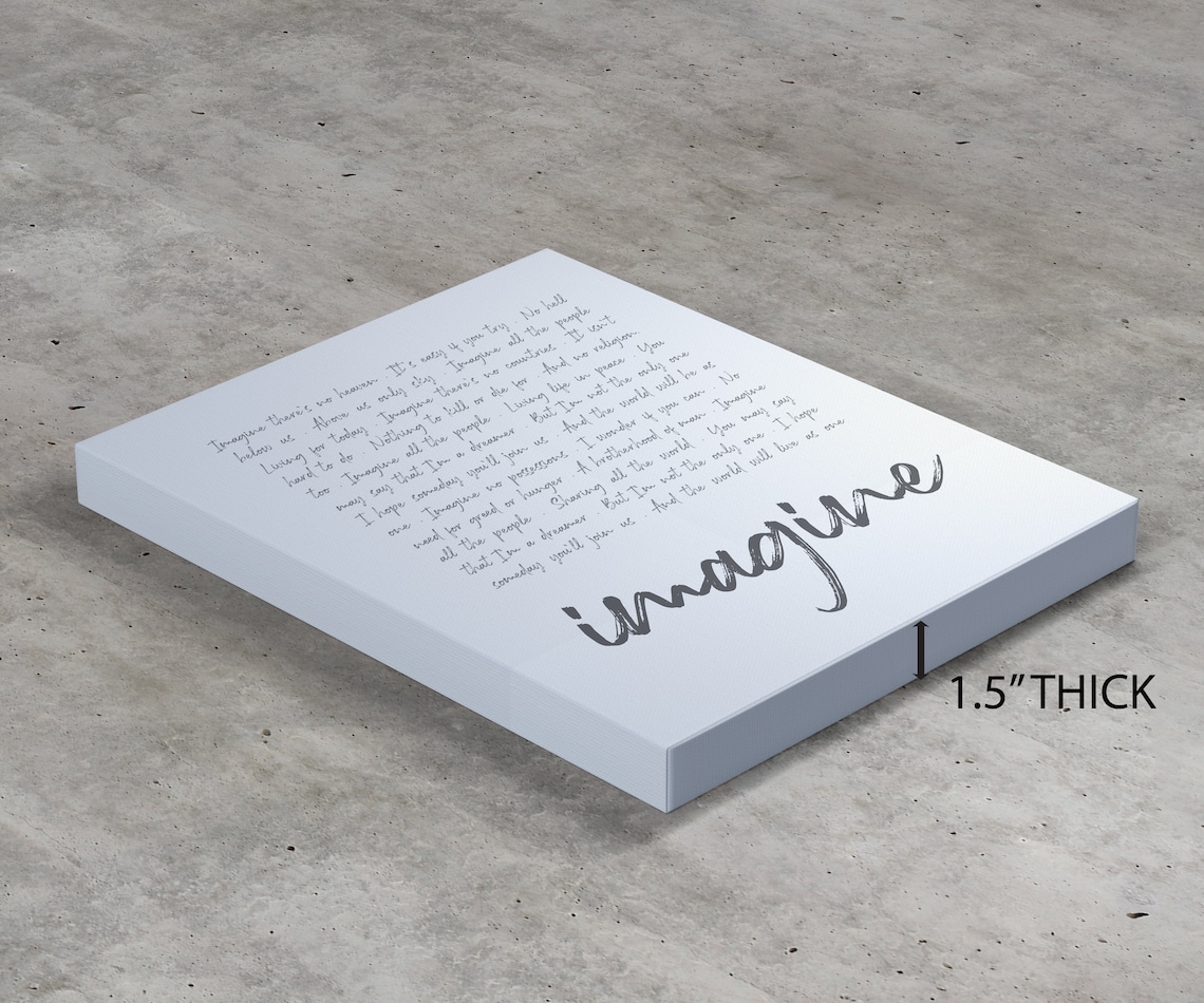 Imagine Lyrics Print on Canvas, John Lennon Song Lyrics, Imagine There ...