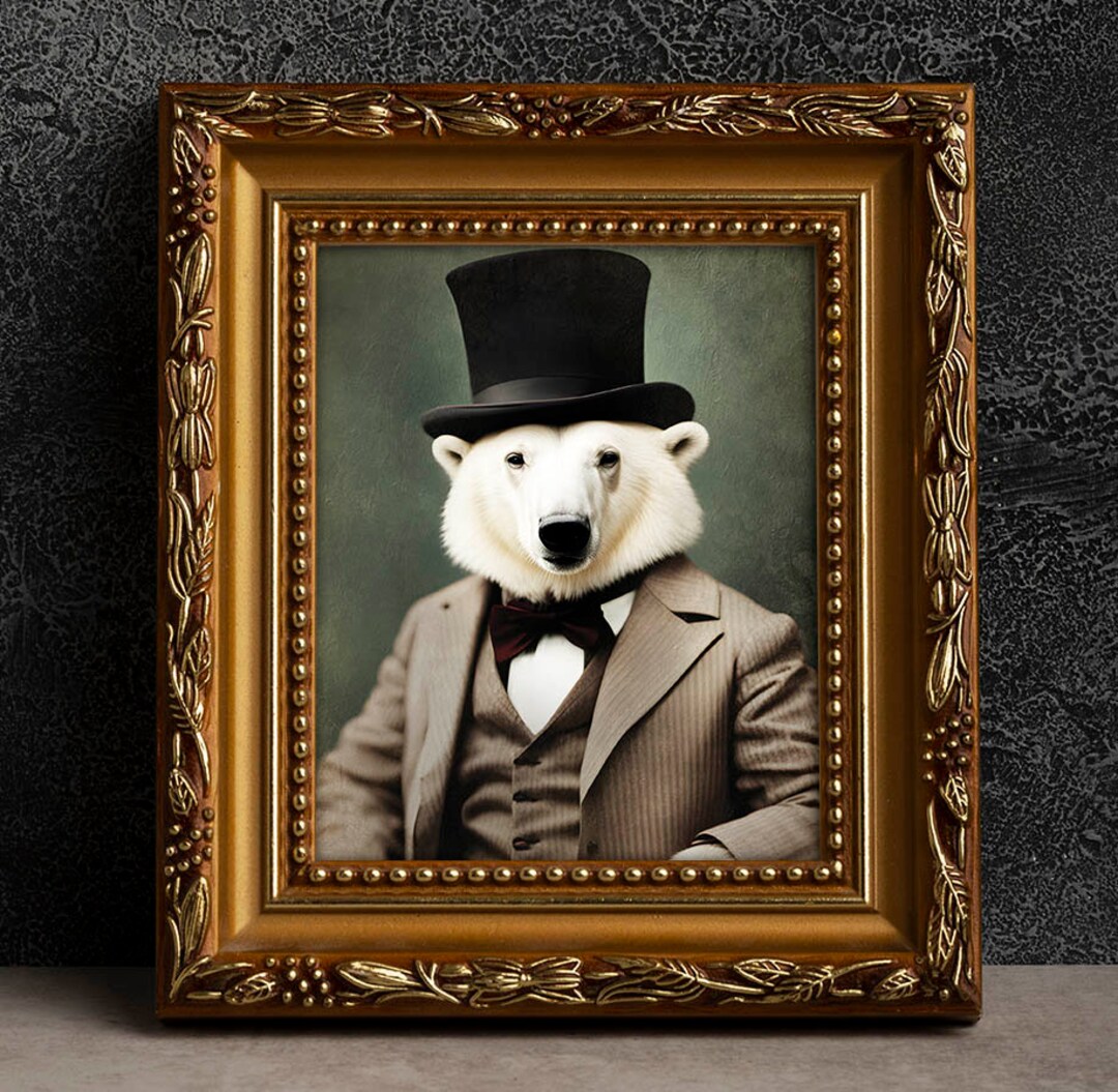 Polar Bear Victorian Portrait - Vintage Style Animal Art, Old ...