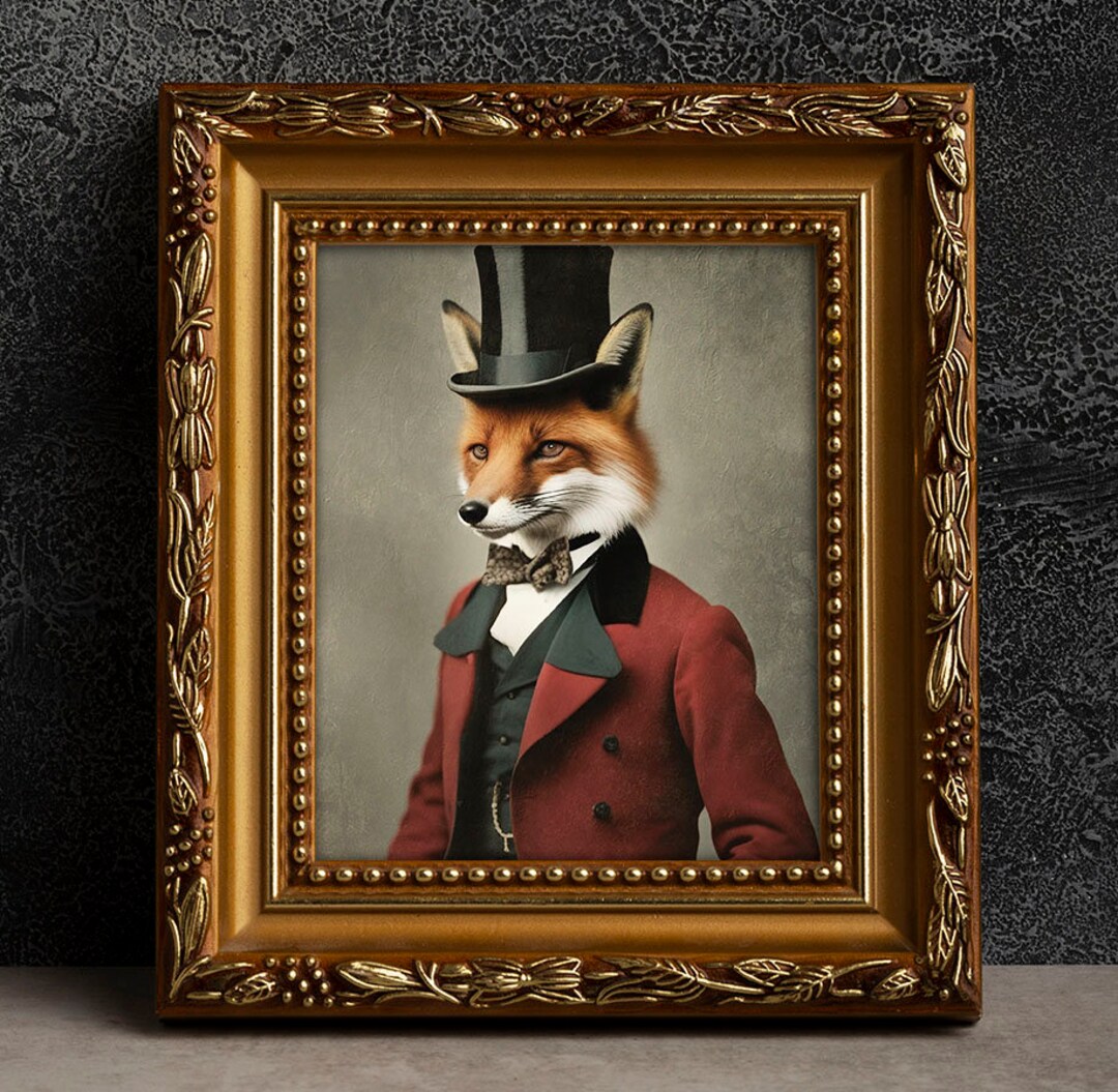 Fox Victorian Portrait - Vintage Style Animal Art, Old Photograph, Wall ...