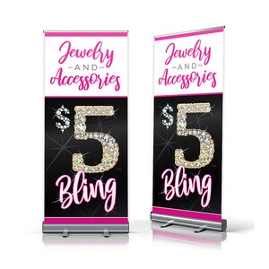 Jewelry Banner and X Stand 24x63 Independent Consultant Business 5 Dollar Jewelry and Accessories Jewelry Business Shop Bling Etsy