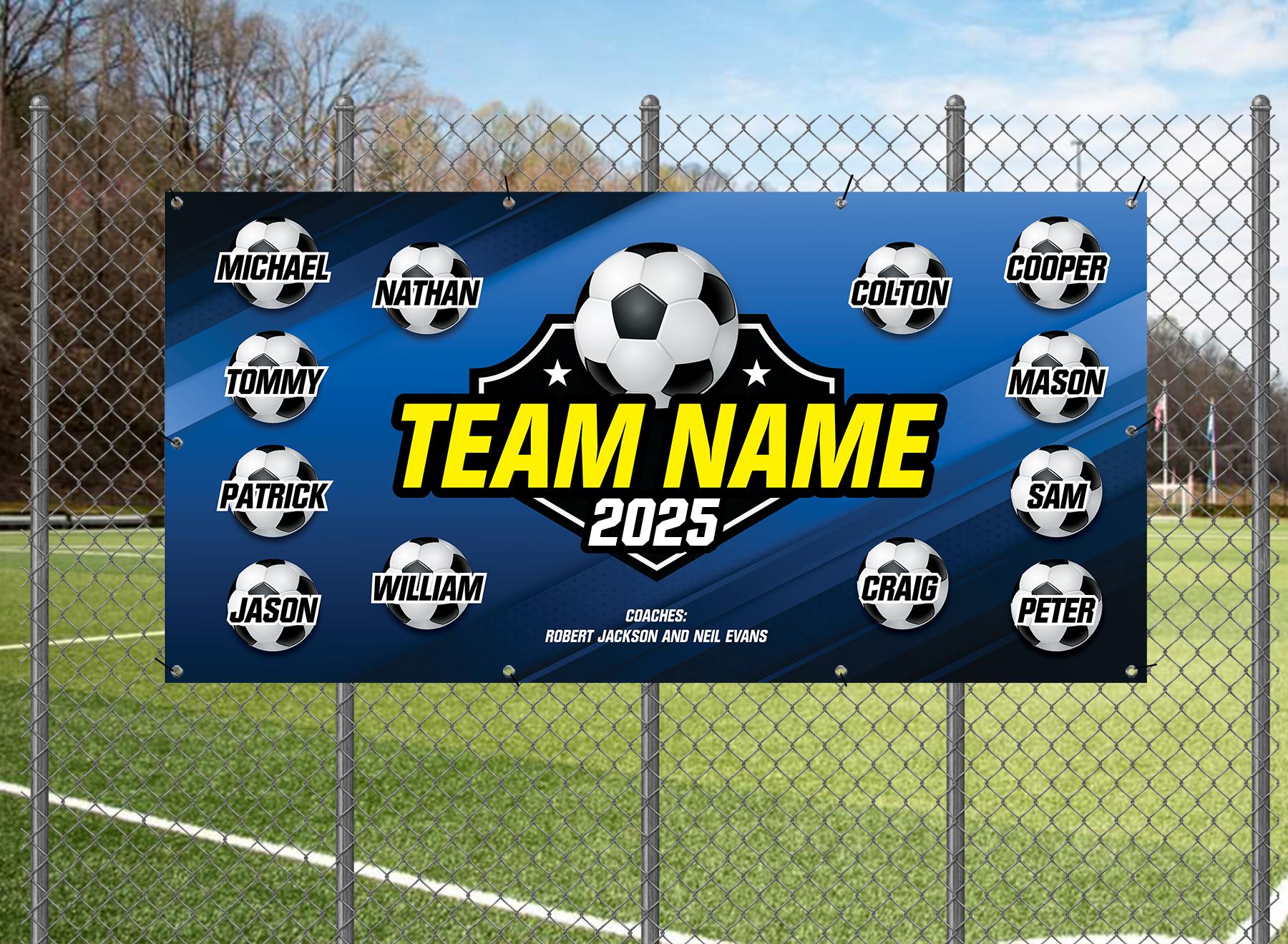 Soccer Team Banner - Custom Soccer Banner, Printed, Grommets, Soccer ...