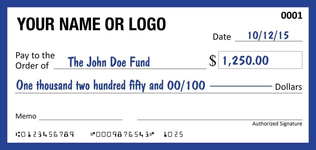 Chèque géant effaçable à sec Chèque de présentation surdimensionné ...