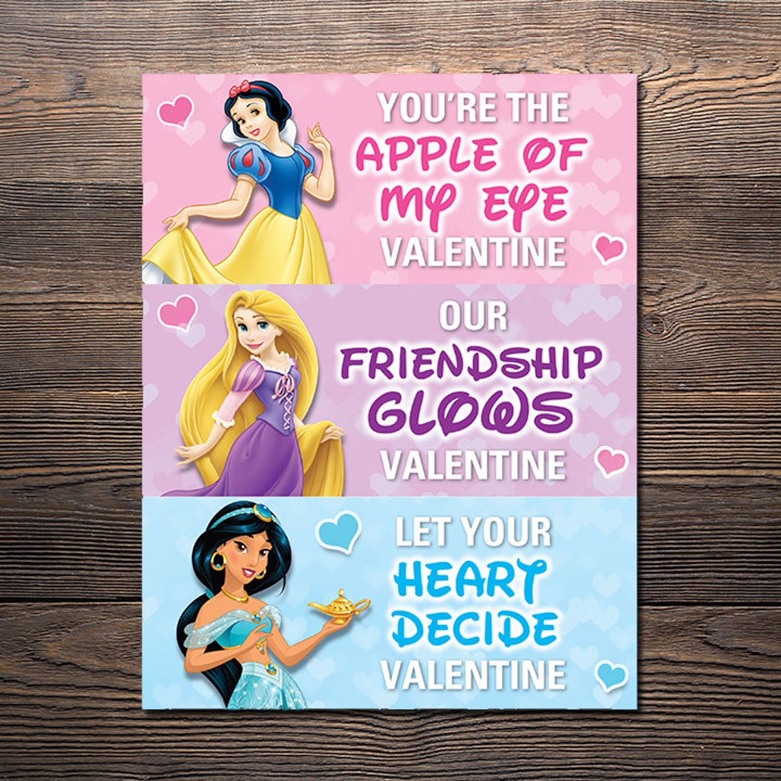Princess Printable Valentine's Day Cards / Treat Bag | Etsy