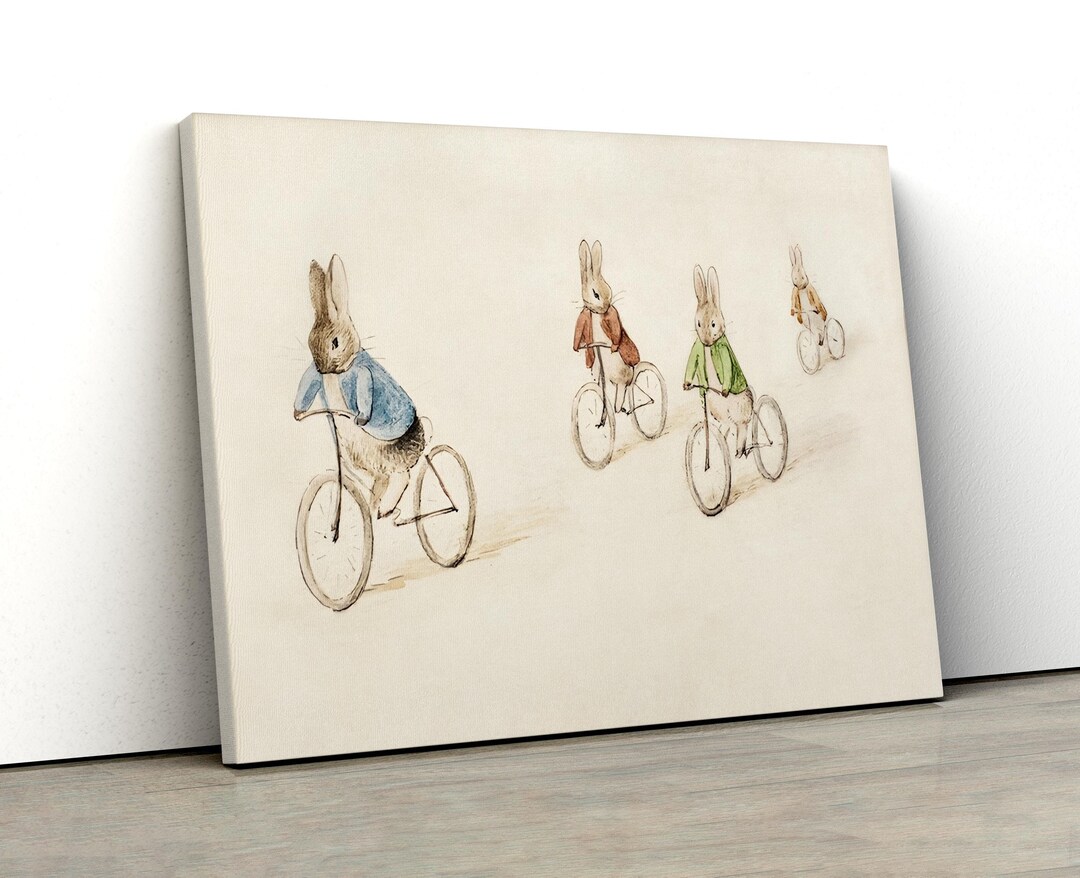 Peter Rabbit, Benjamin Bunny and Friends on Bicycles - Printed Poster ...