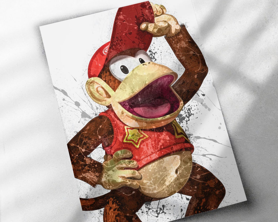 Diddy Kong Poster, Canvas Wrap, or Framed Canvas Print - Kids Decor ...