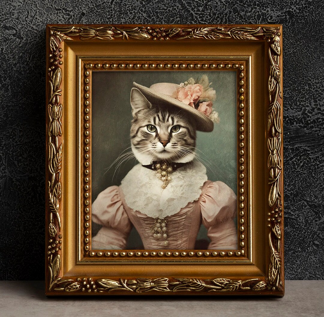 Cat Victorian Portrait - Vintage Style Animal Art, Old Photograph, Wall ...