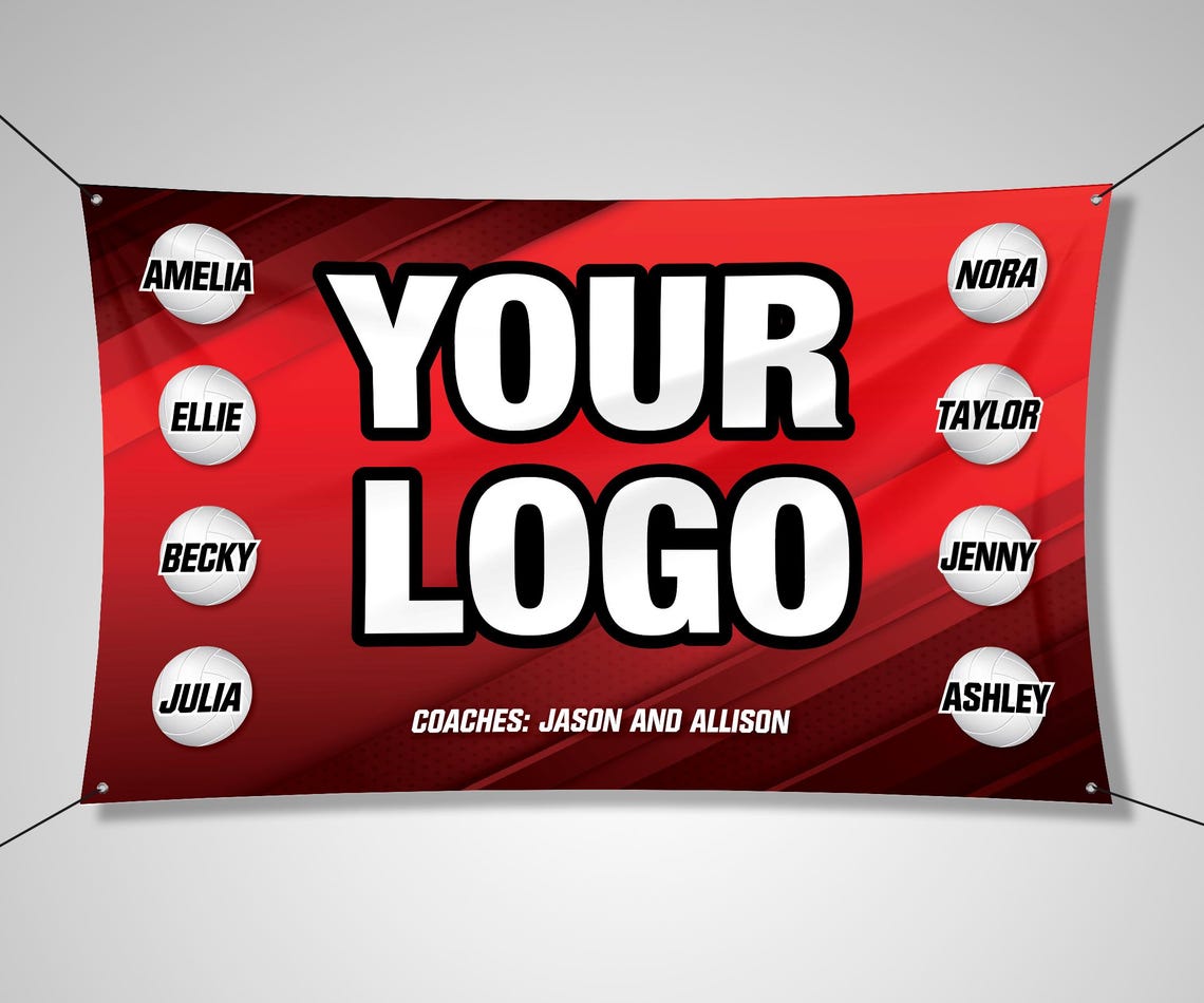 Volleyball Team Banner - Custom Volleyball Banner, Printed, Grommets ...