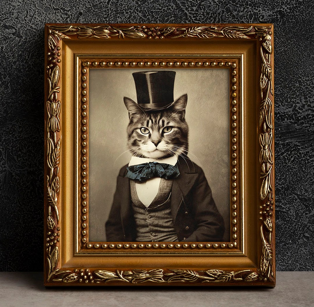 Cat Victorian Portrait - Vintage Style Animal Art, Old Photograph, Wall ...