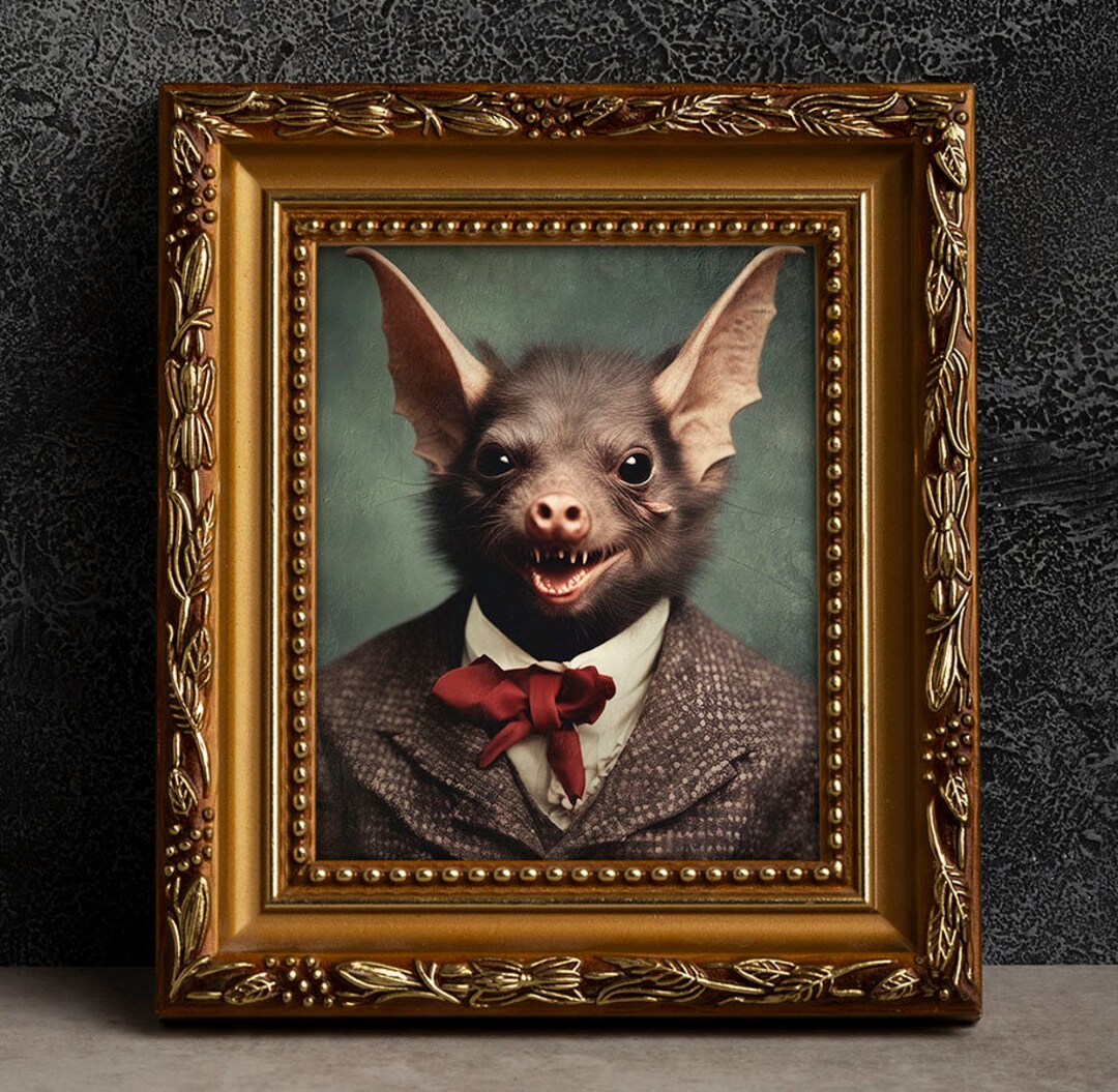 Vampire Bat Victorian Portrait - Vintage Style Animal Art, Old ...