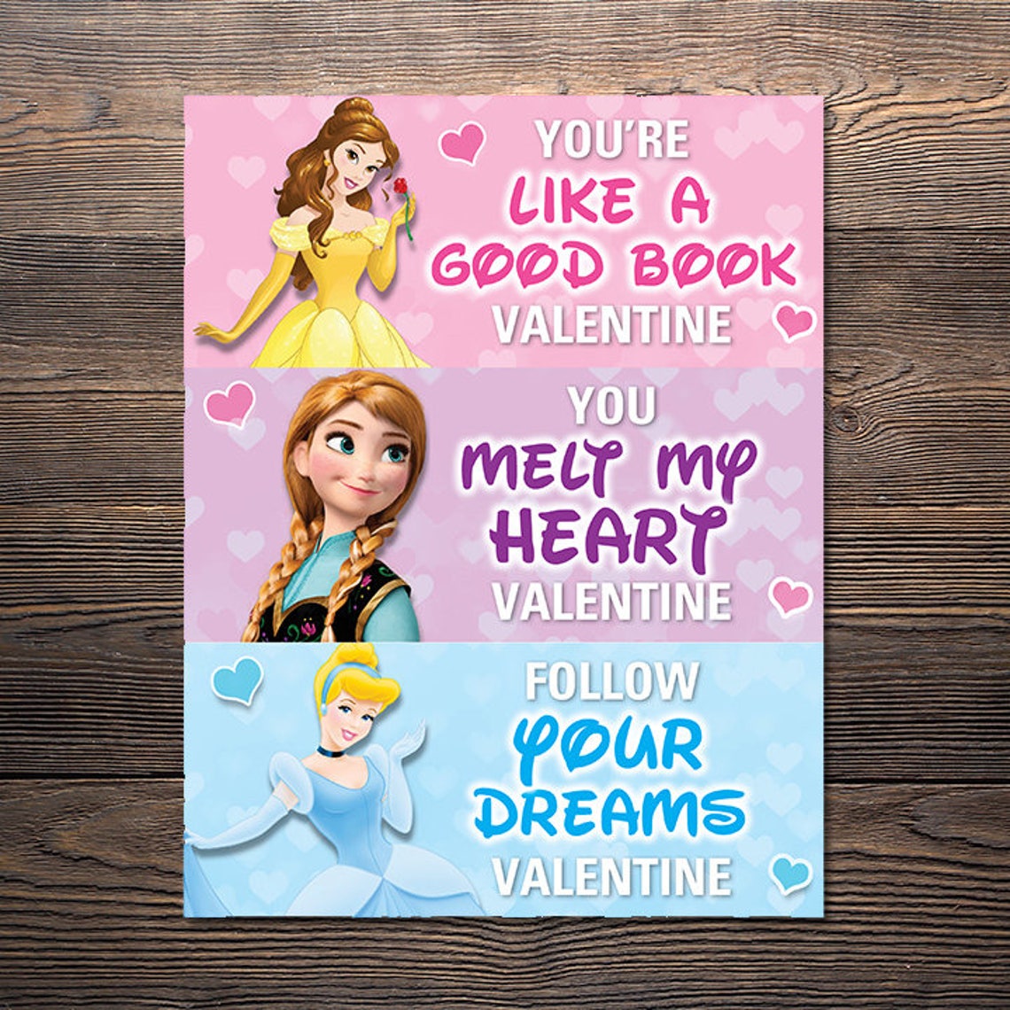 Princess Printable Valentine's Day Cards / Treat Bag | Etsy