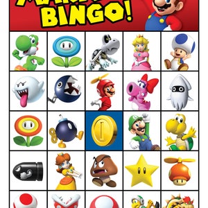 Super Mario Printable Bingo Cards - 8.5" X 11" - 8 Different Cards - Etsy