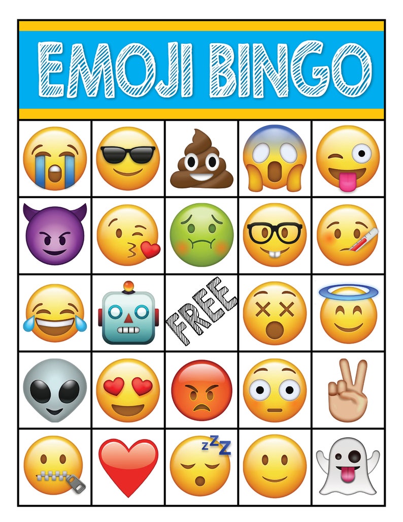 EMOJI Printable Bingo Cards 8 5 X 11 10 Etsy