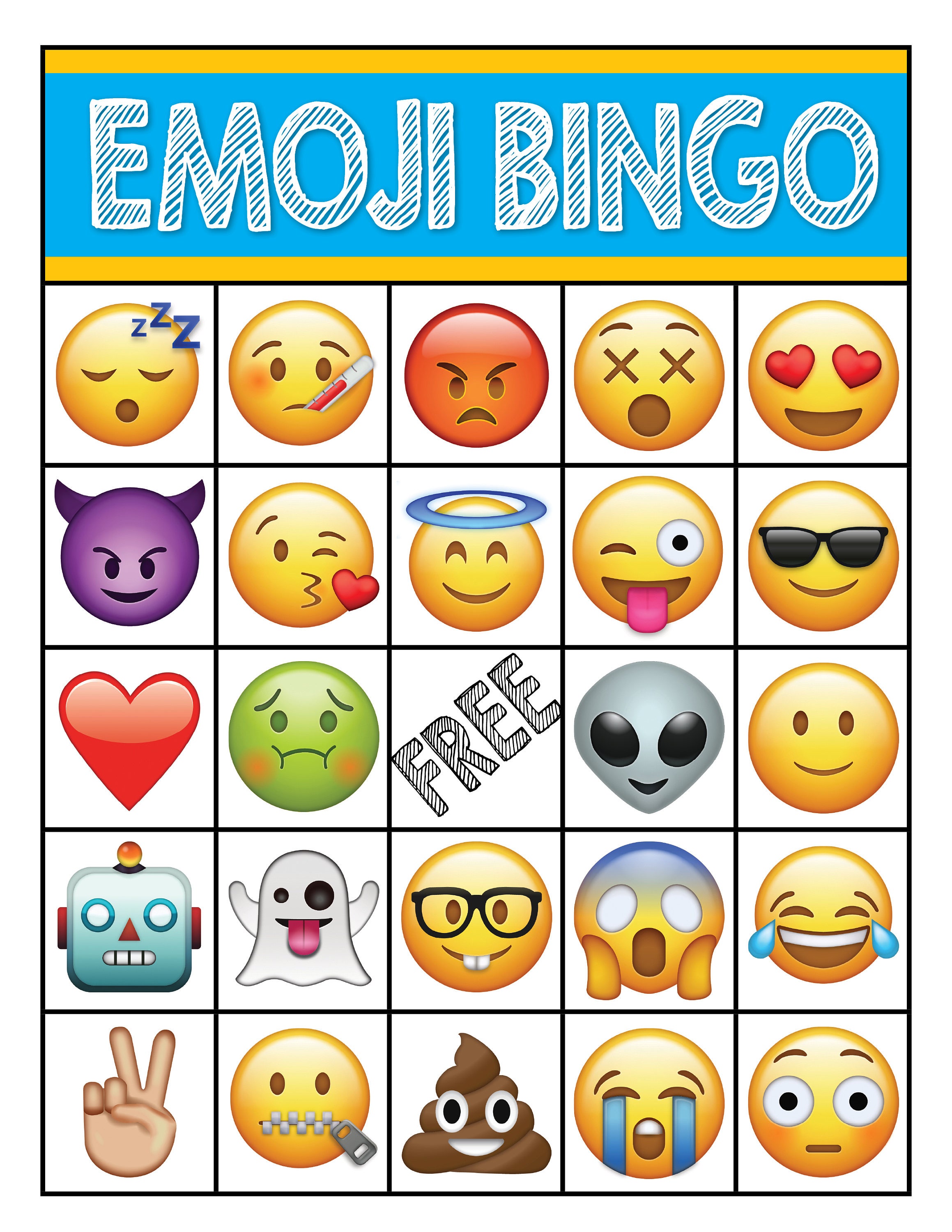 EMOJI Printable Bingo Cards 8.5 X 11 10 | Etsy India