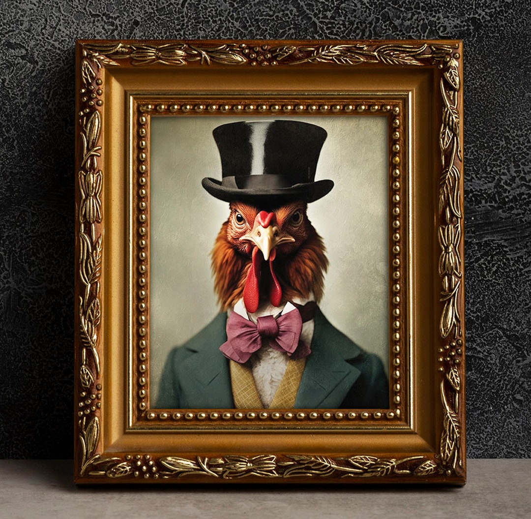 Chicken Victorian Portrait - Vintage Style Animal Art, Old Photograph ...