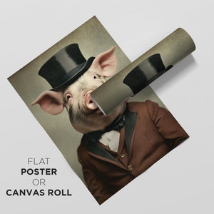 Pig Victorian Portrait - Vintage Style Animal Art, Old Photograph, Wall ...