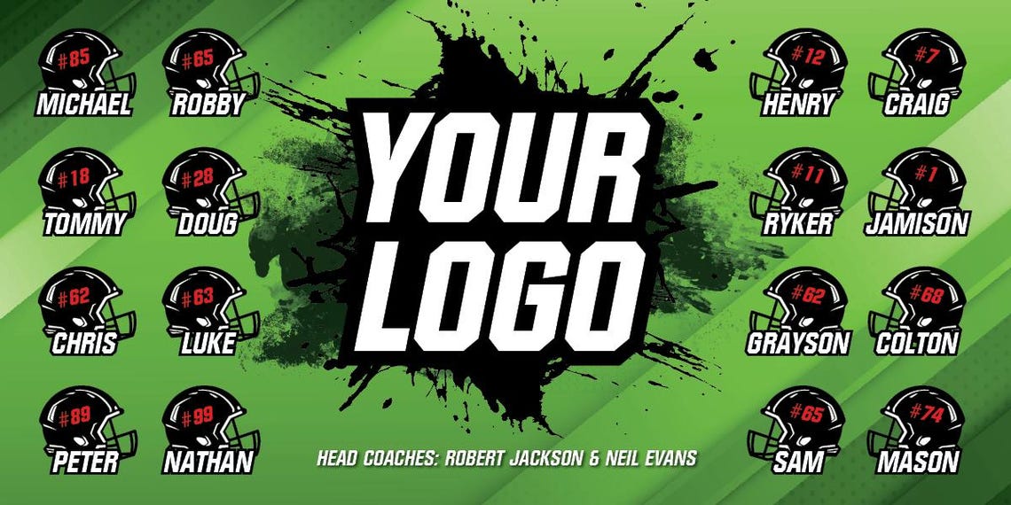 Football Team Banner - Custom Football Banner, Printed, Grommets ...