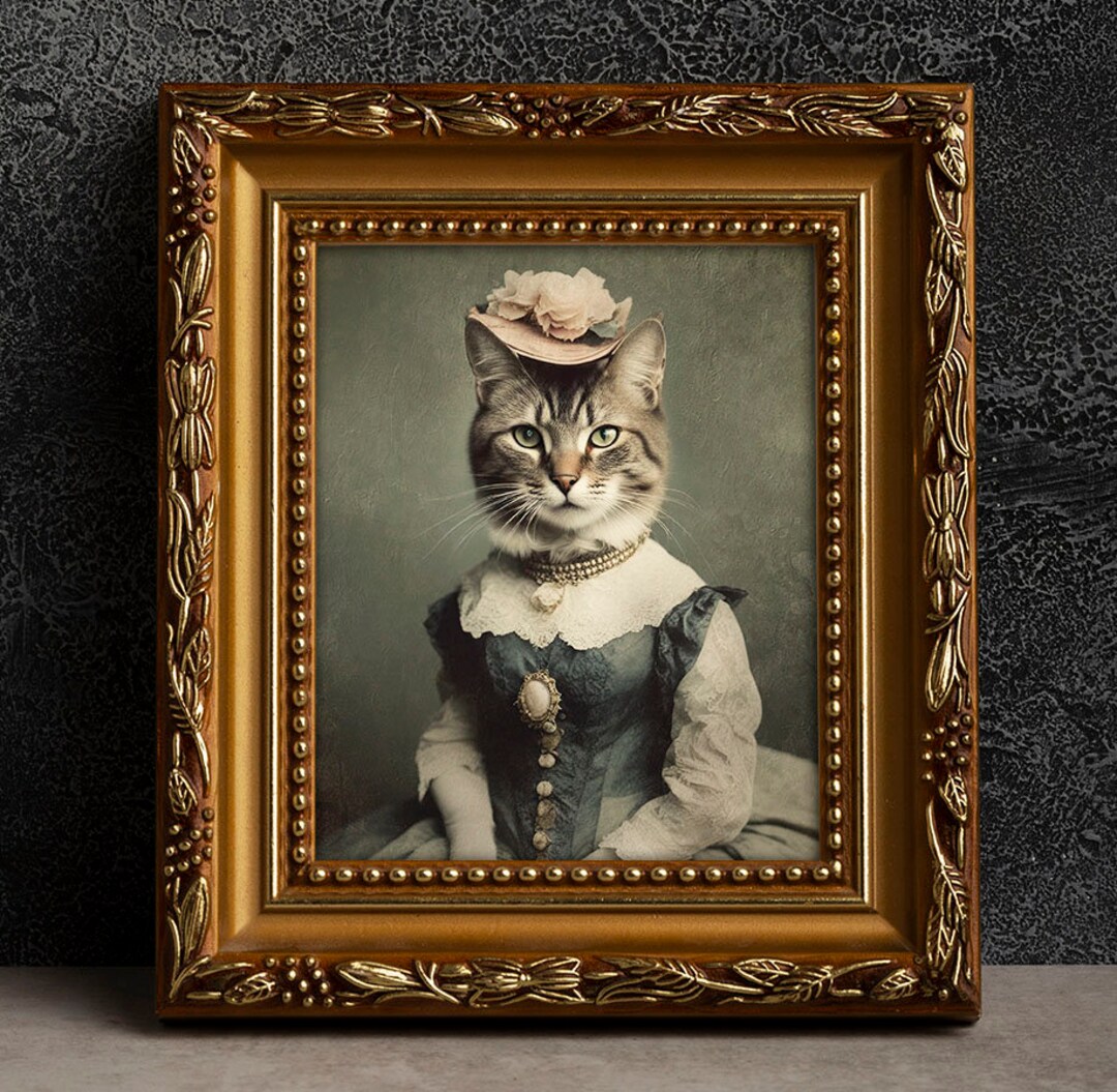 Cat Victorian Portrait - Vintage Style Animal Art, Old Photograph, Wall ...