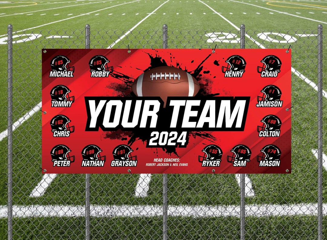 Football Team Banner - Custom Football Banner, Printed, Grommets ...