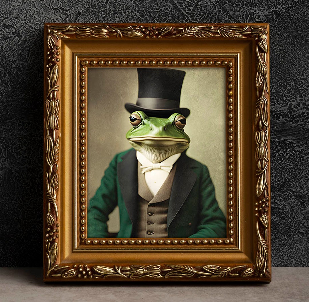Frog Victorian Portrait - Vintage Style Animal Art, Old Photograph ...