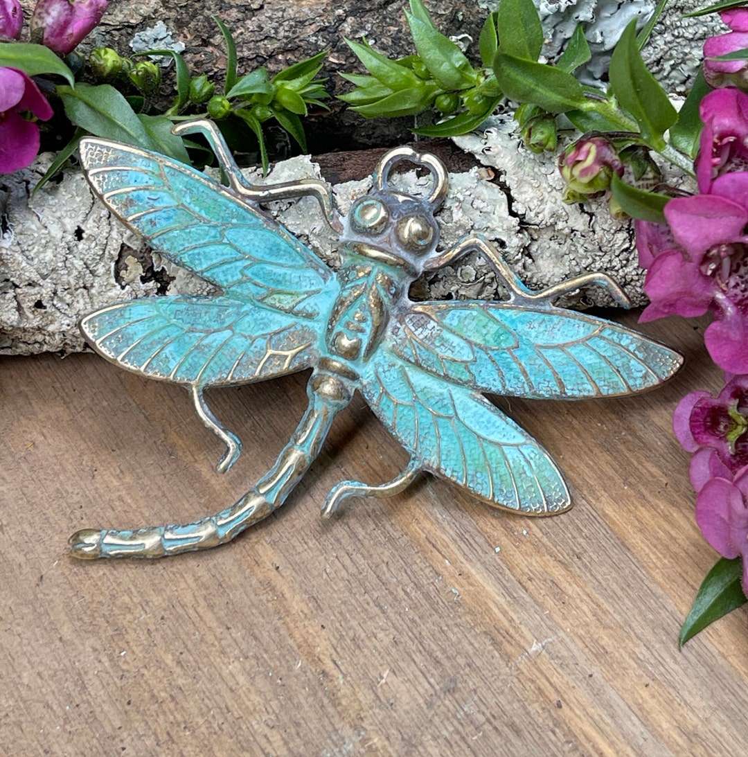 Patina Brass Dragonfly Pendant/insect Pendant/dragonfly - Etsy