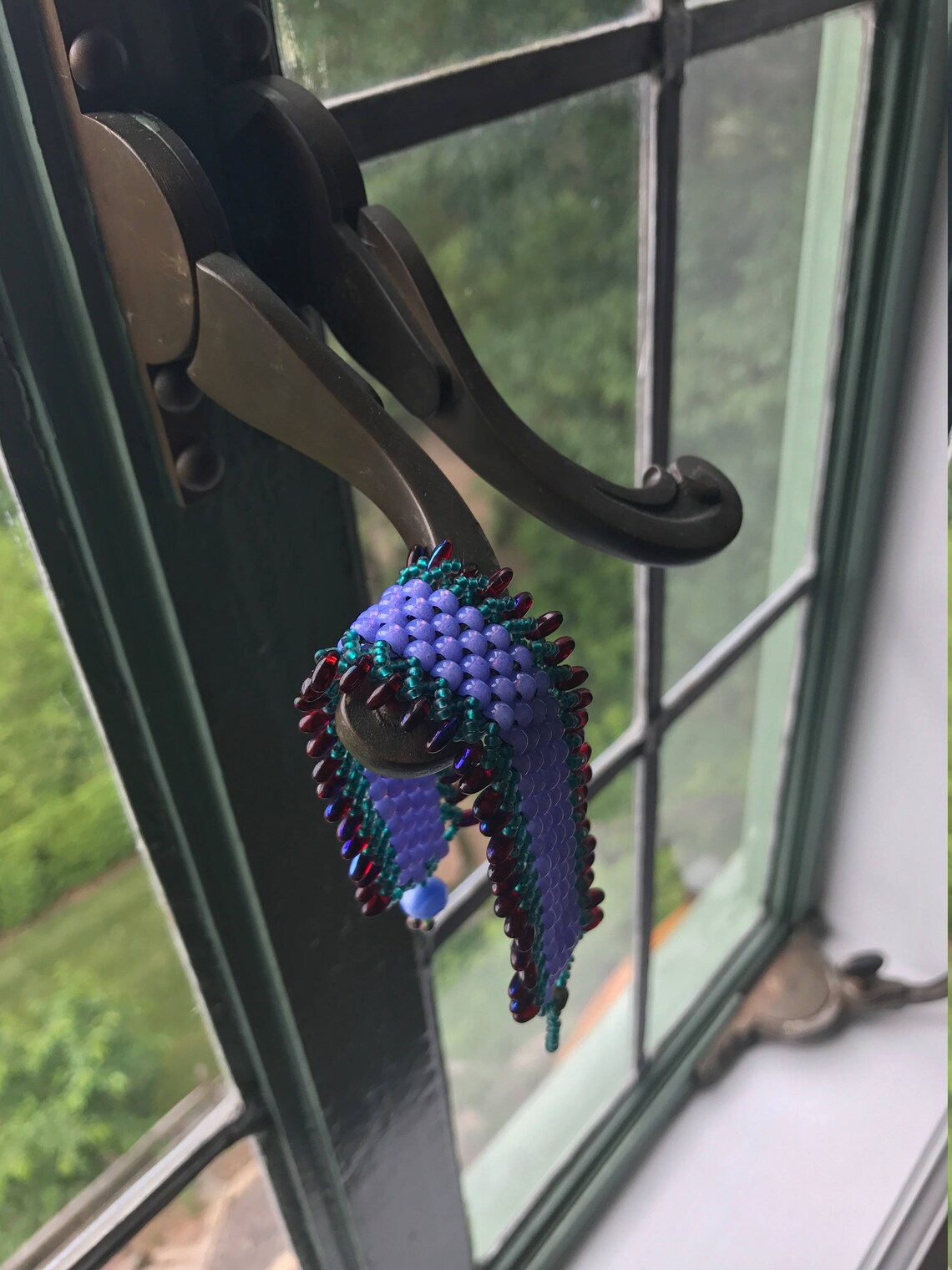 Periwinkle and Red Caterpillar Bracelet: Woven, Handmade, Beaded ...