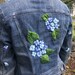 Hand Embroidered and Beaded Jean Jacket With Blue Hydrangeas: Woven ...