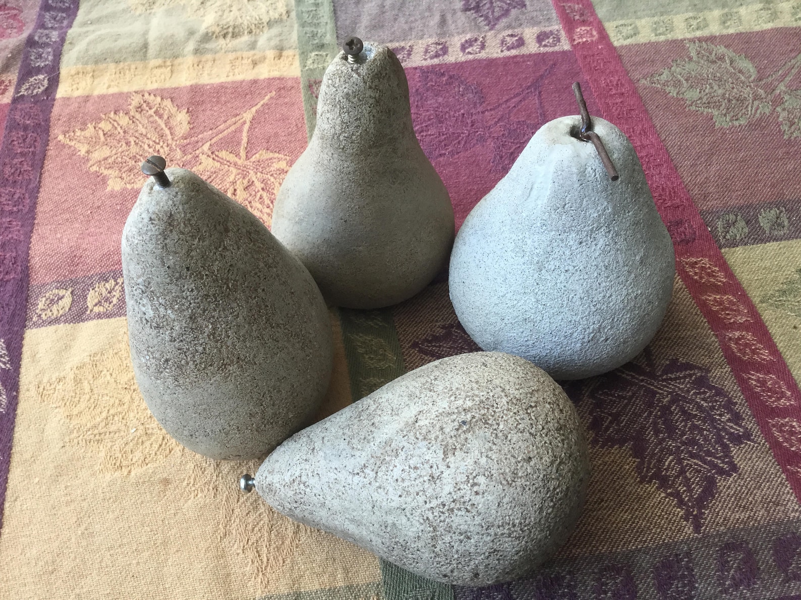 A Set of 4 Solid Concrete Rustic " Pears" /concrete Fruit/ornamental ...