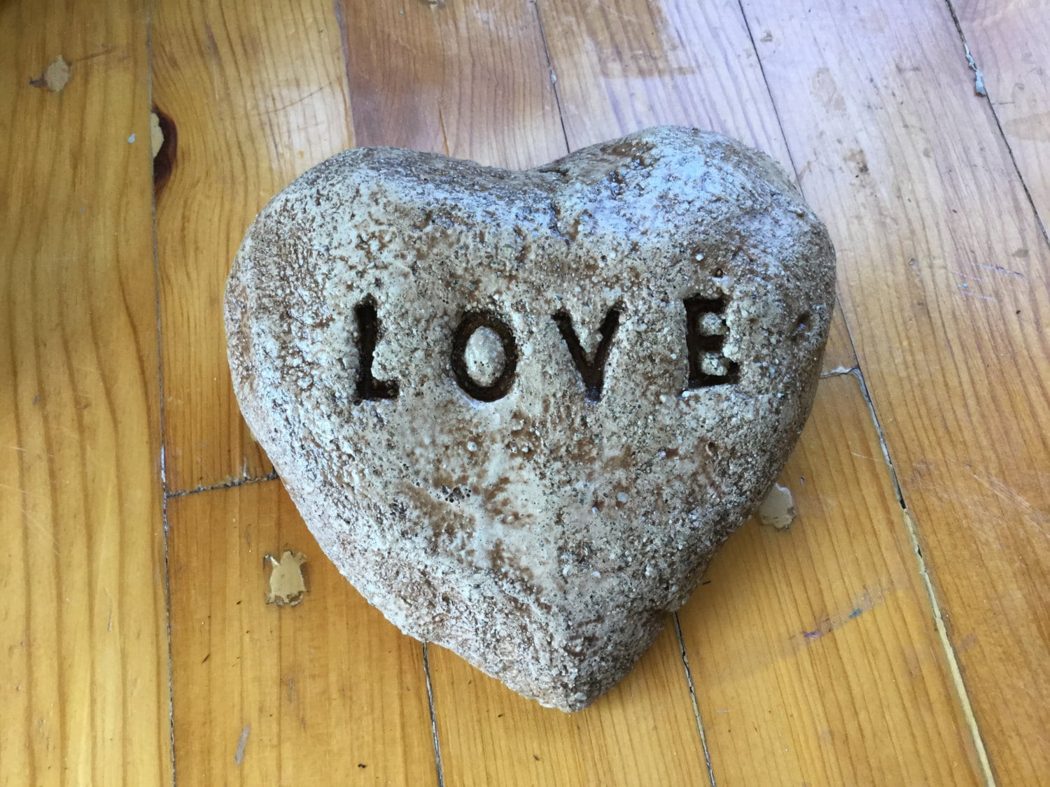 5 x 4 solid concrete LOVE rock | Etsy