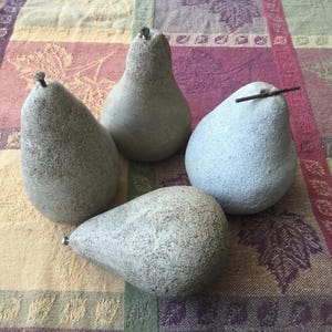 A Set of 4 Solid Concrete Rustic " Pears" /concrete Fruit/ornamental ...